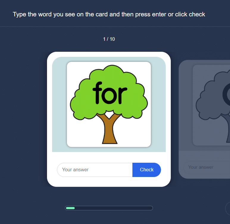 Tree Sight Words Flashcards 1 - Tech Skills for Kids