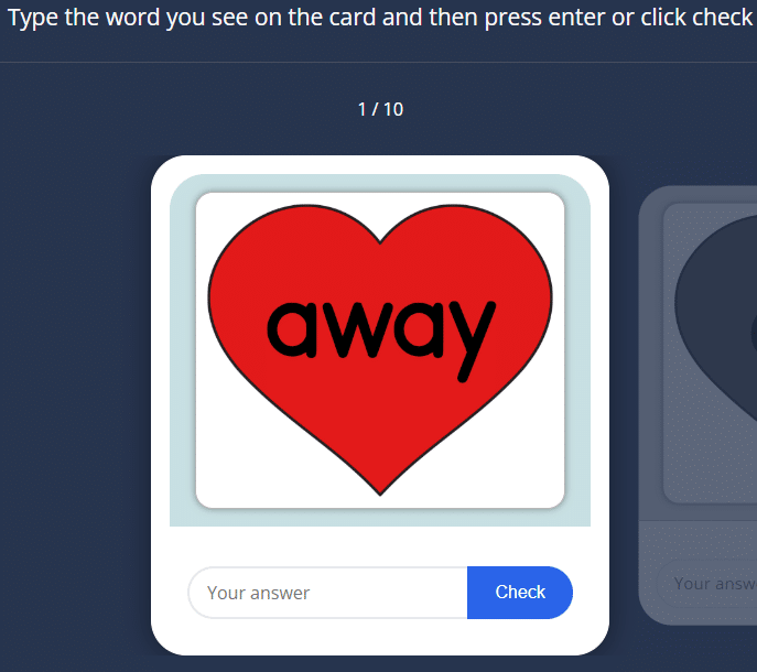 Hearts Sight Words Flashcards 1 - Tech Skills for Kids