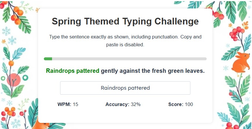 Typing Sentences Spring Theme - Tech Skills for Kids