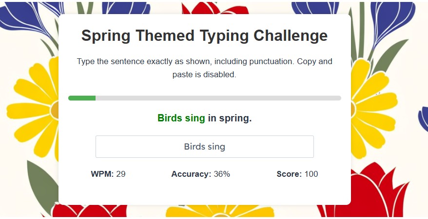 Typing Simple Sentences Spring Theme - Tech Skills for Kids